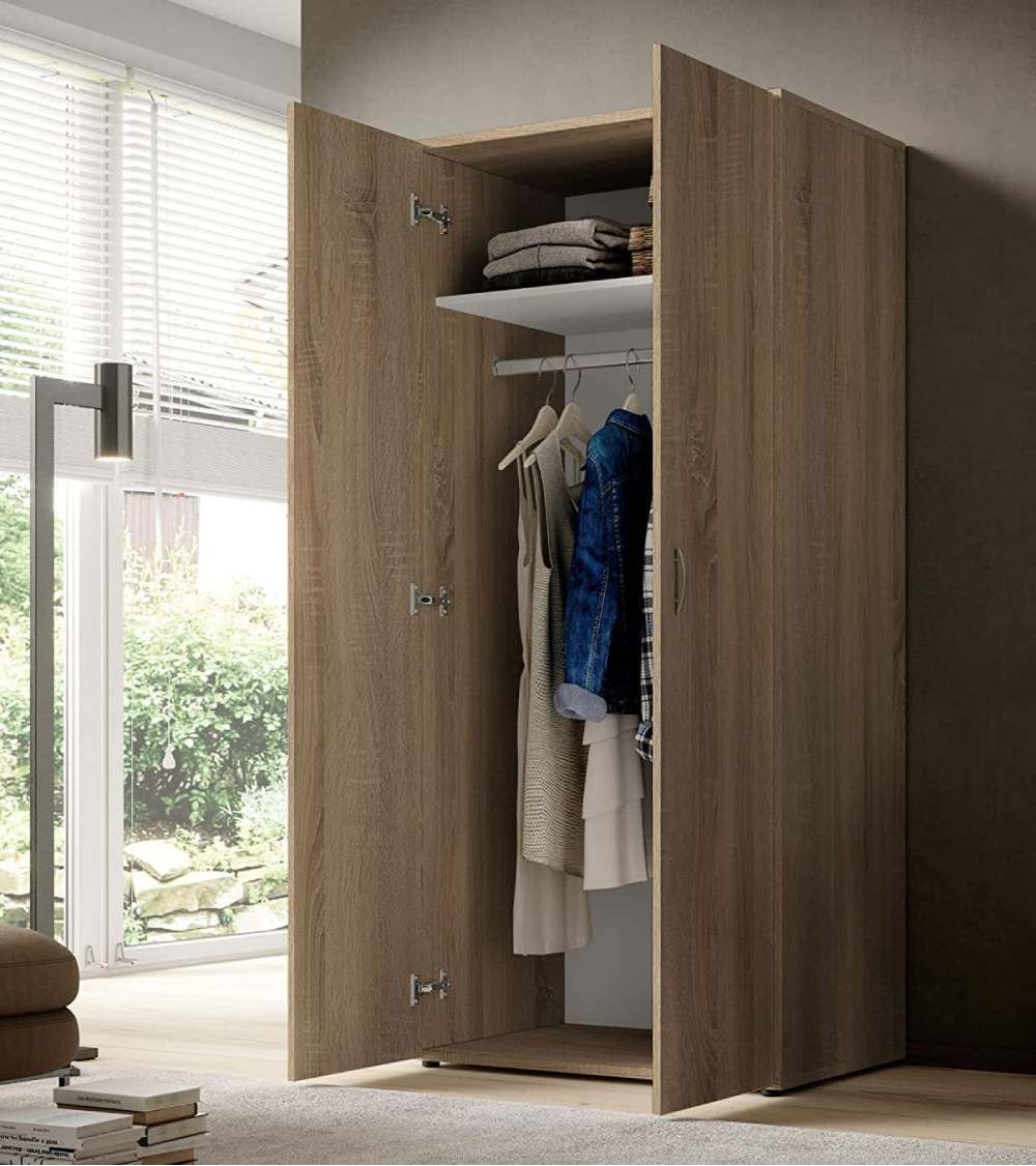 Armario 2 puertas abatibles KALEB Textura Blanco